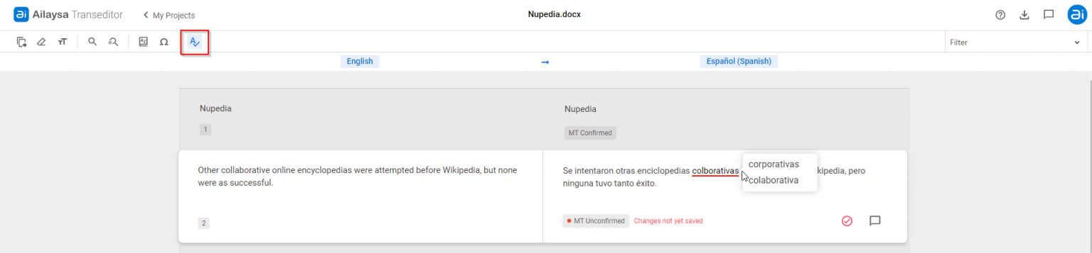 How to use the Spell-checker? – Ailaysa – Help center